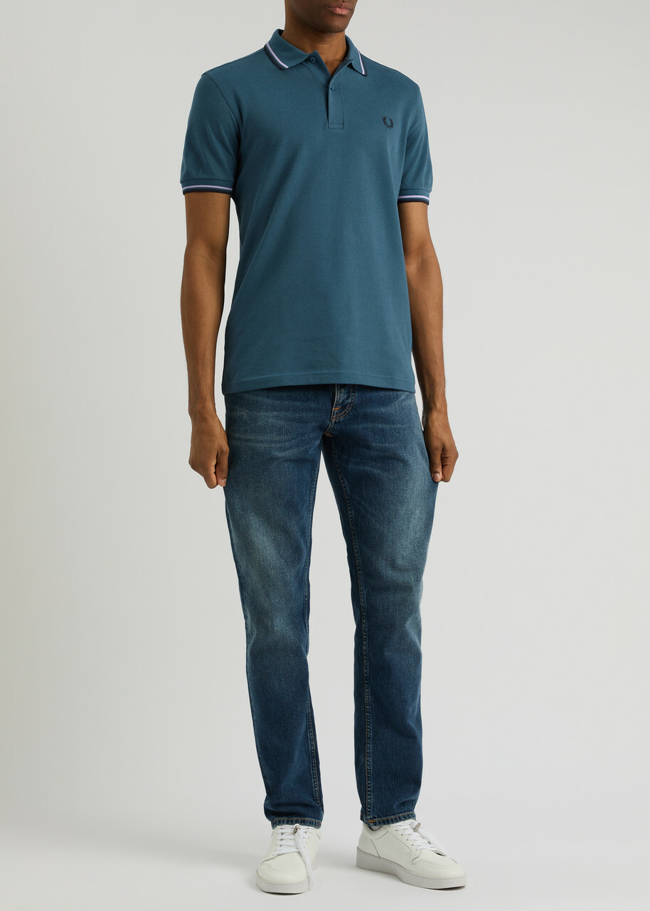 Fred Perry Logo-embroidered Piqué Cotton Polo Shirt Blue Fred Perry