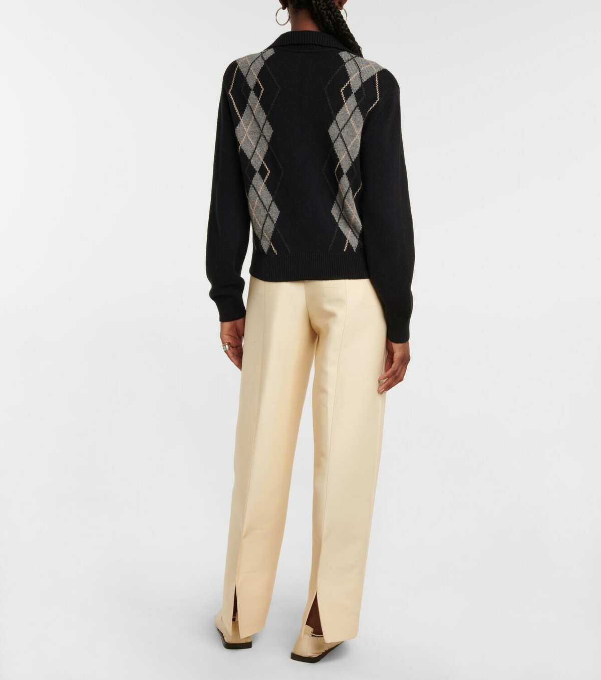 Khaite Hana jacquard cashmere polo sweater Khaite