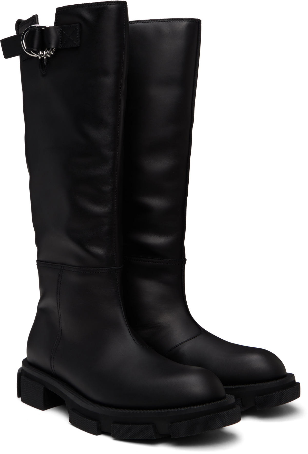 both Black Gao Pierced Knee Boots both