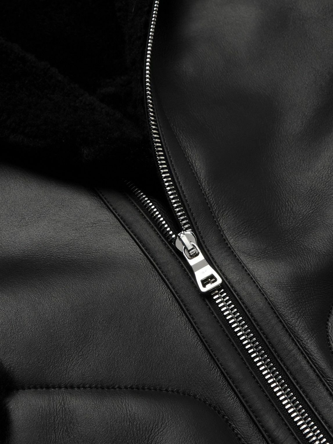 Mr P. - Nappa Leather and Shearling Trucker Jacket - Black Mr P.