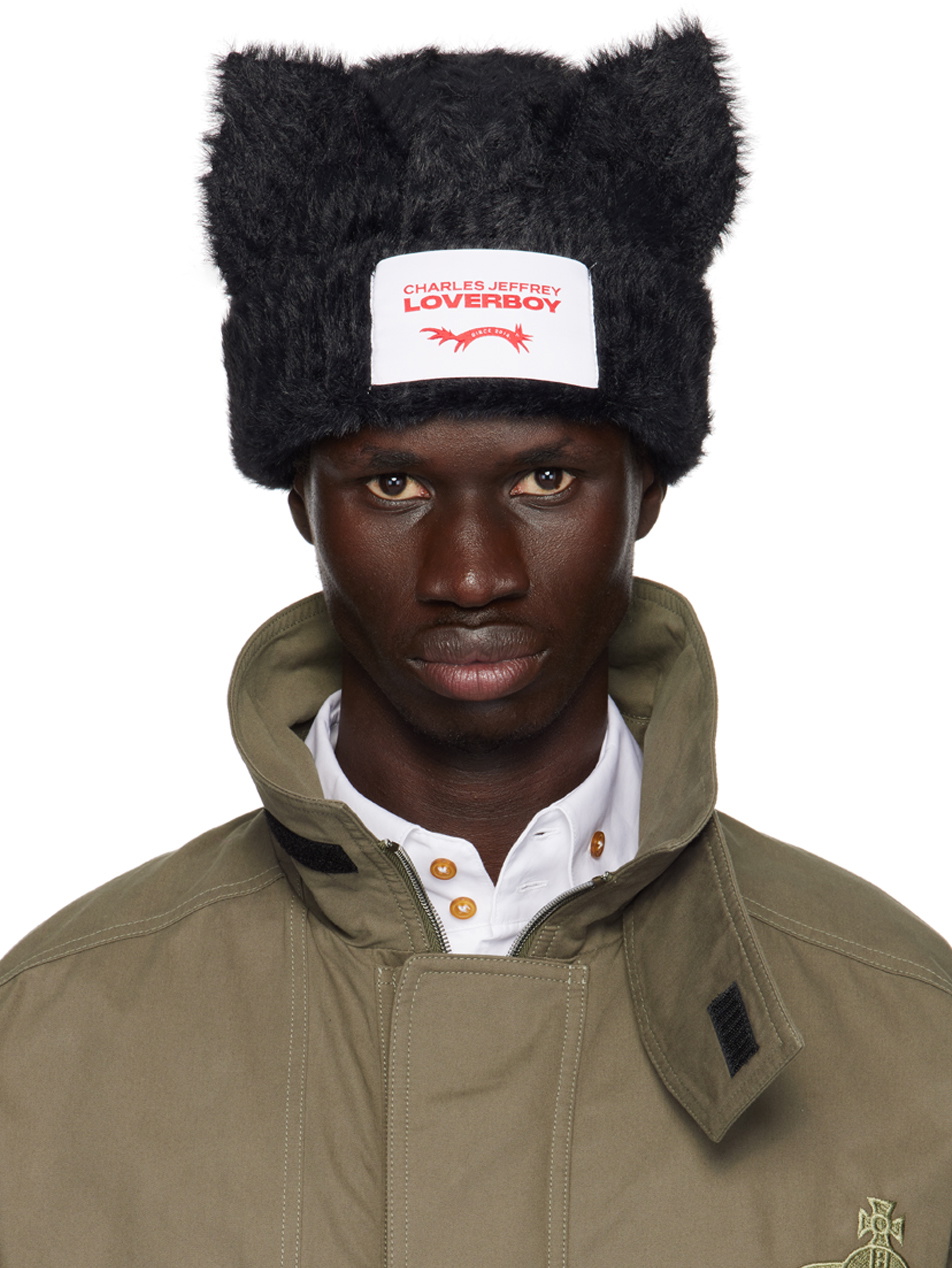 Charles Jeffrey LOVERBOY Black Fluffy Chunky Ears Beanie Charles ...