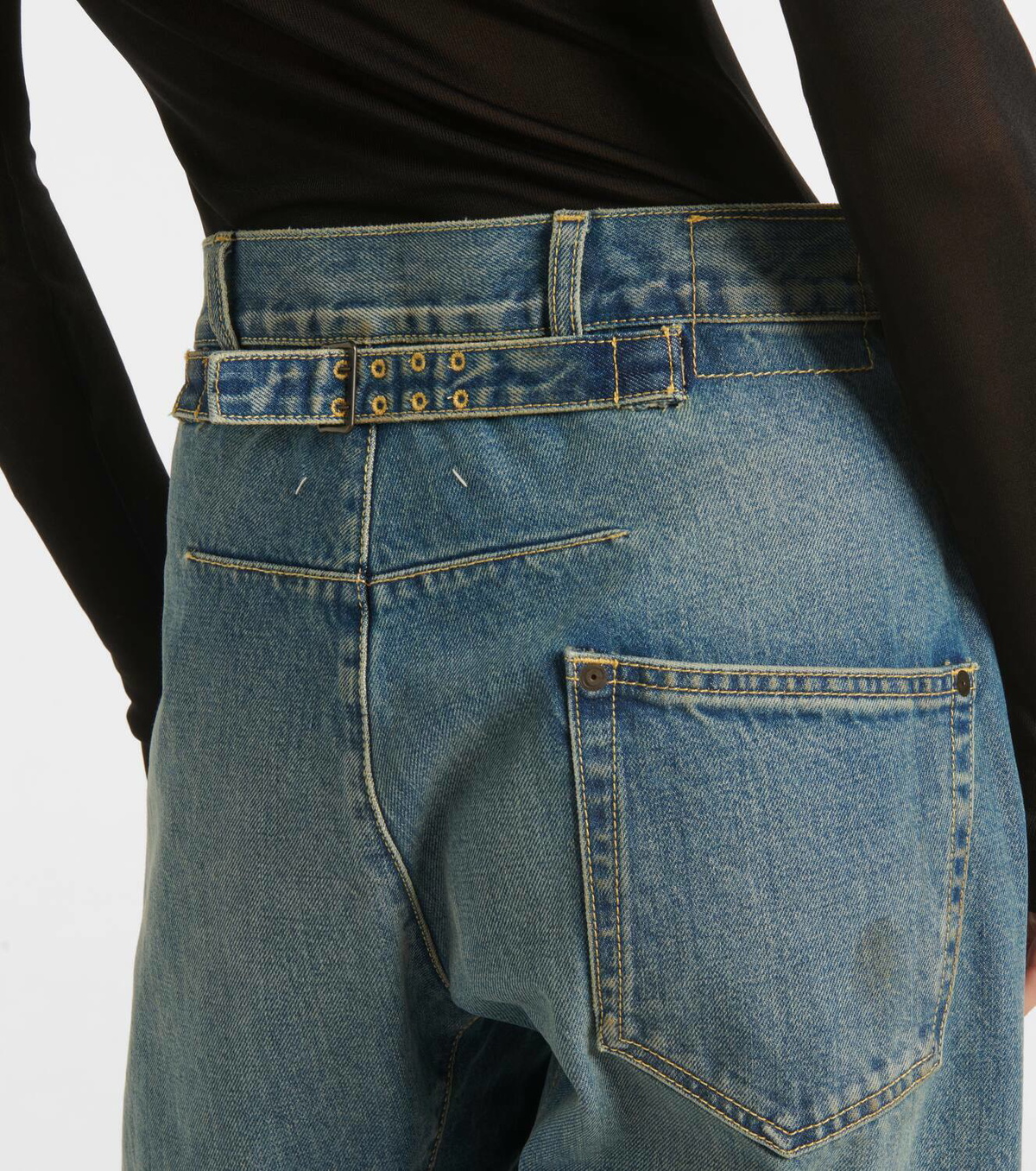 Maison Margiela Mid-rise diagonal cut wide-leg jeans Maison Margiela