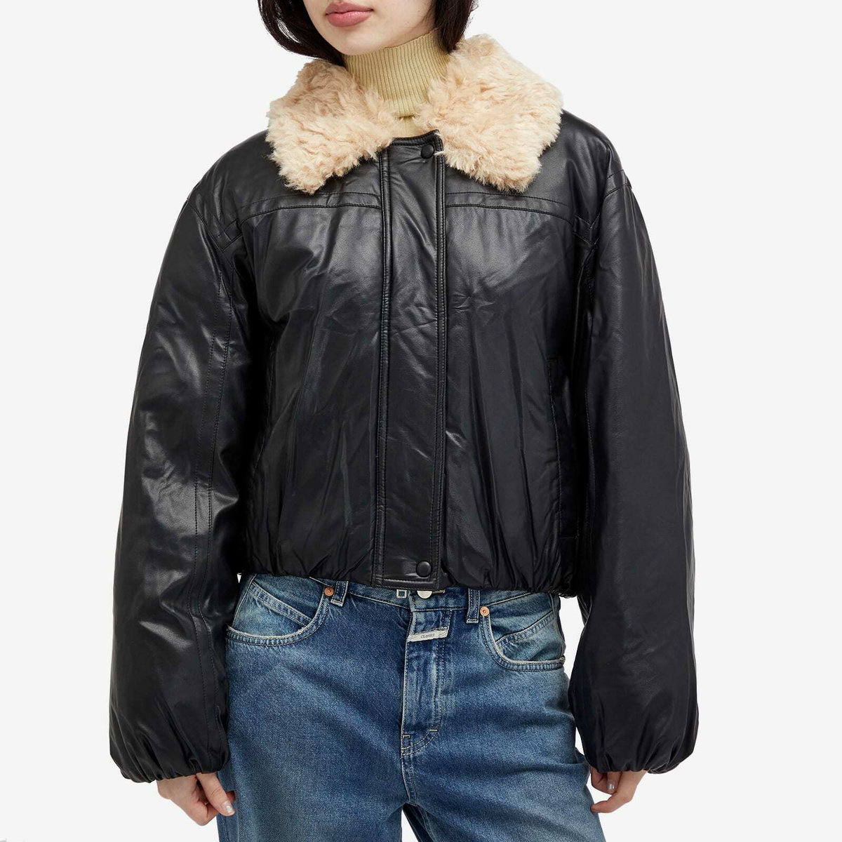 Stand Studio Women's Faux Leather Jacket in Black Stand Studio