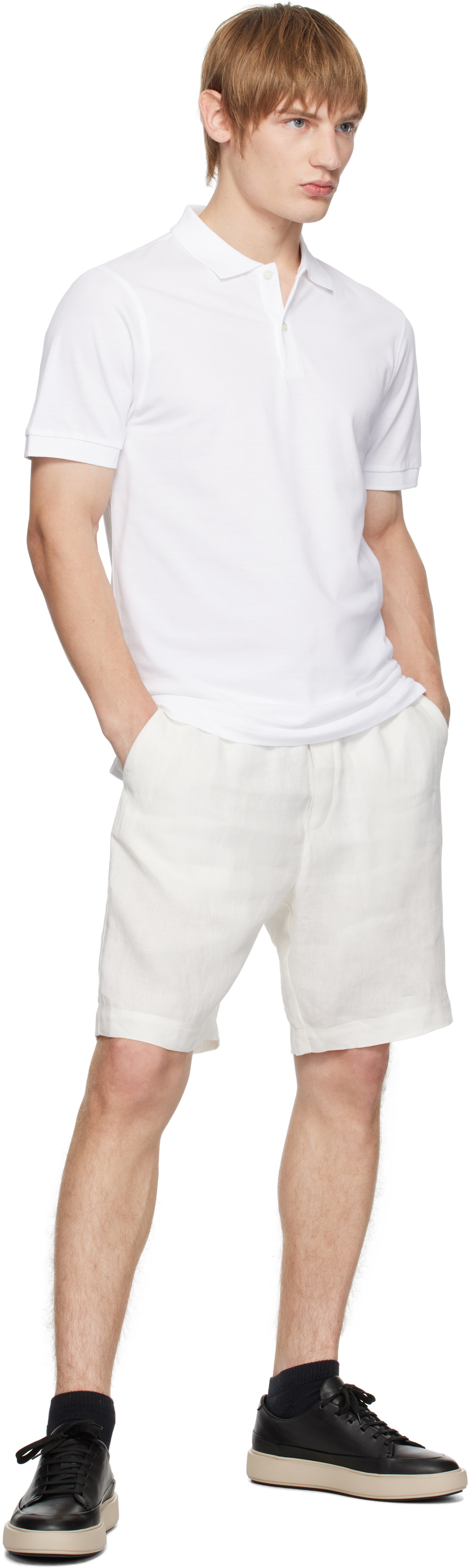 Sunspel White Piqué Polo Sunspel