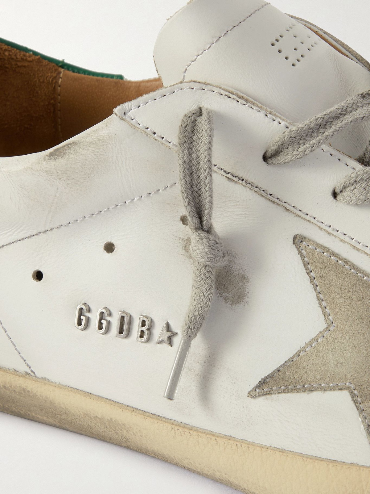 Golden Goose - Superstar Distressed Leather and Suede Sneakers - White ...
