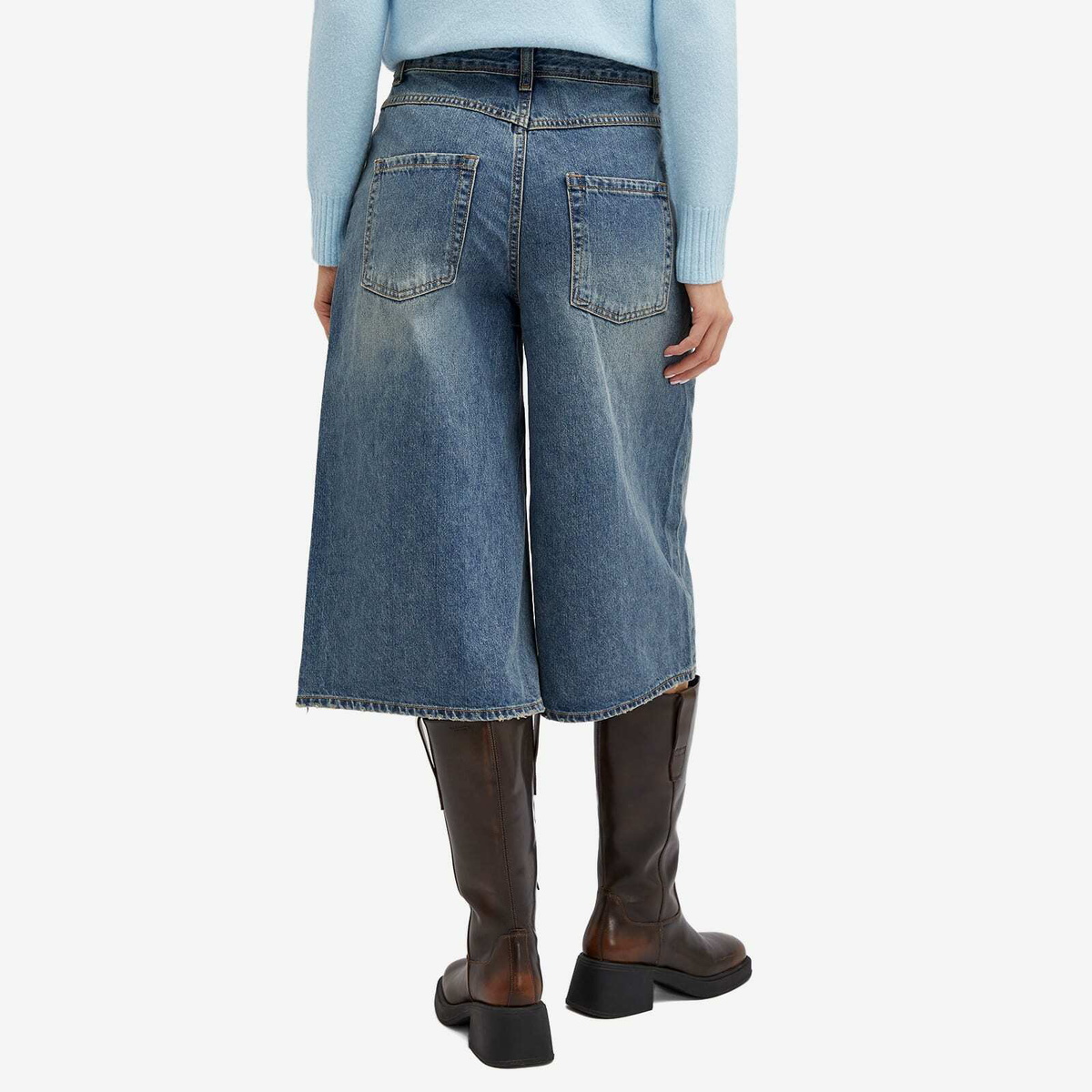 Low Classic Women's Denim Bermuda Pants in Blue Low Classic