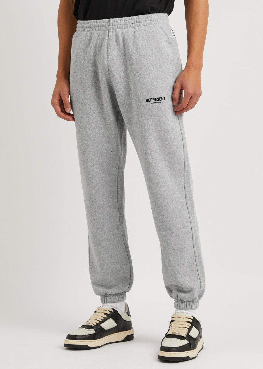Represent Owners Club Logo-print Cotton Sweatpants Grey Represent