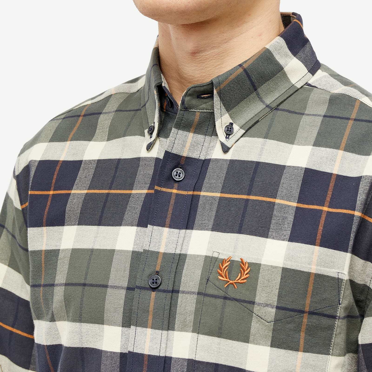 Fred Perry Men's Brushed Tartan Shirt in Field Green Fred Perry