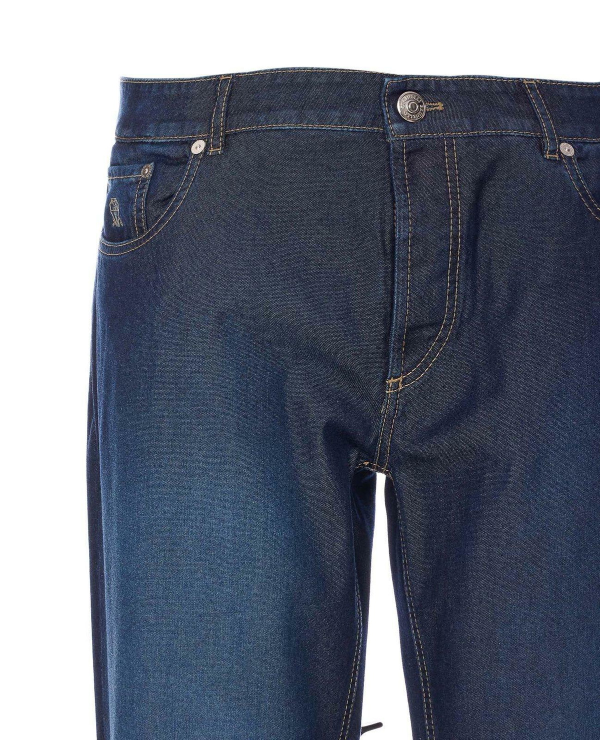 Brunello Cucinelli Logo Patch Turn-up Hem Jeans Brunello Cucinelli