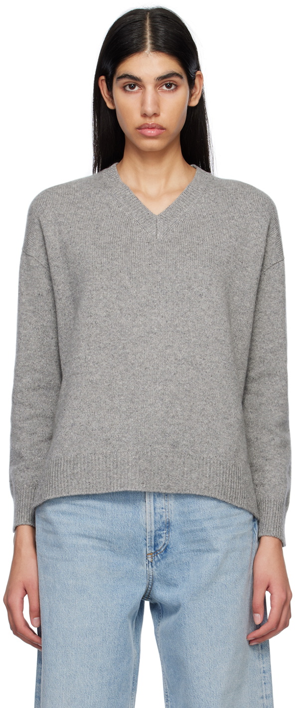 S Max Mara Gray V-Neck Sweater S Max Mara
