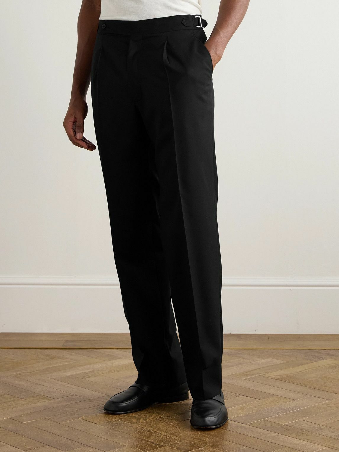 Stòffa - Straight-Leg Pleated Wool Trousers - Black STÒFFA
