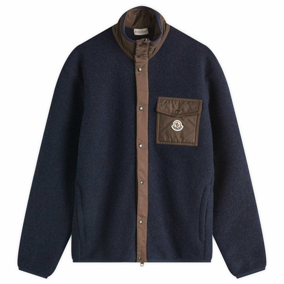 Moncler Men's Fleece Button Down Jacket in Navy Moncler