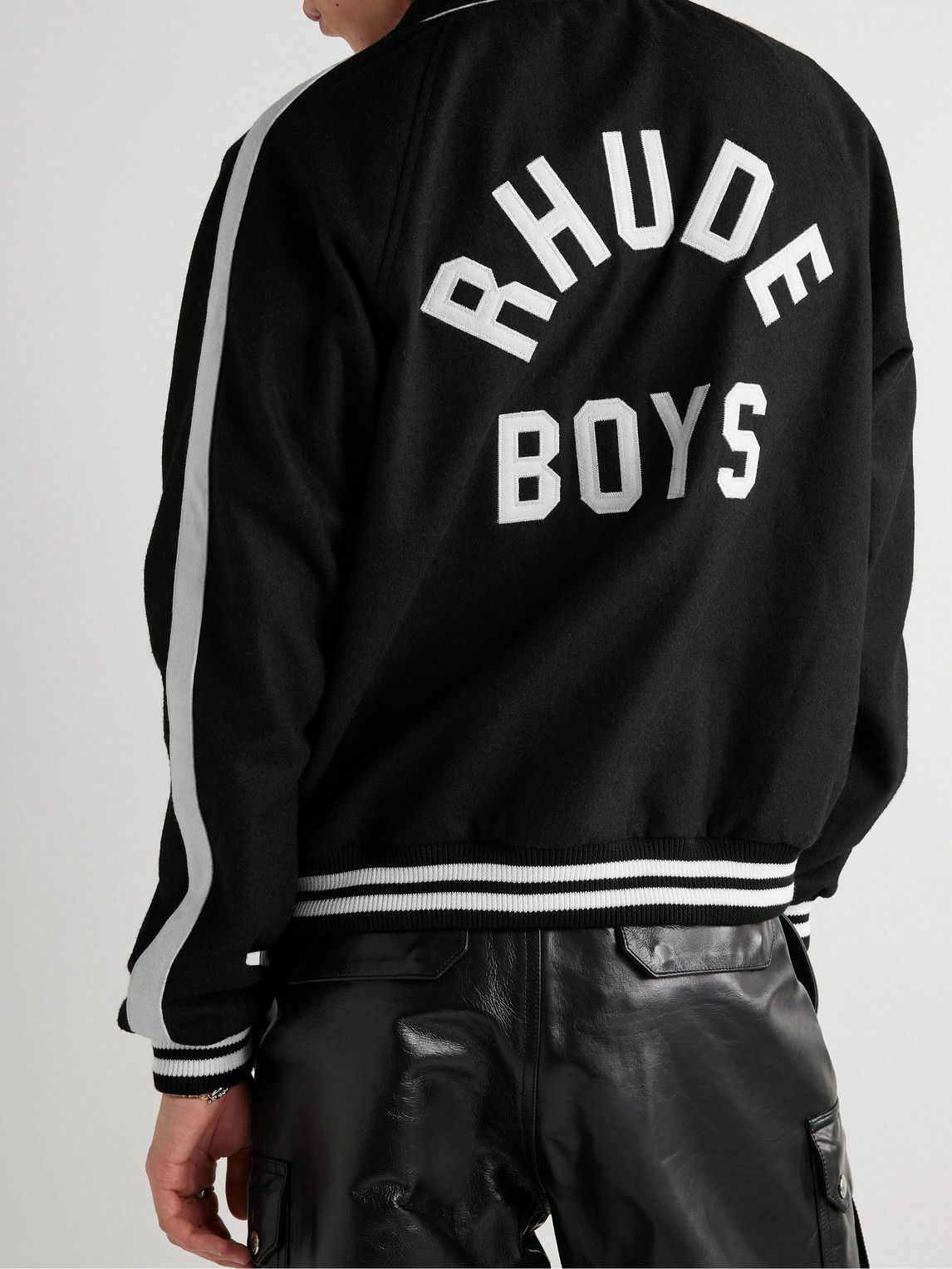 Rhude - Logo-Appliquéd Wool-Blend Varsity Jacket - Black Rhude