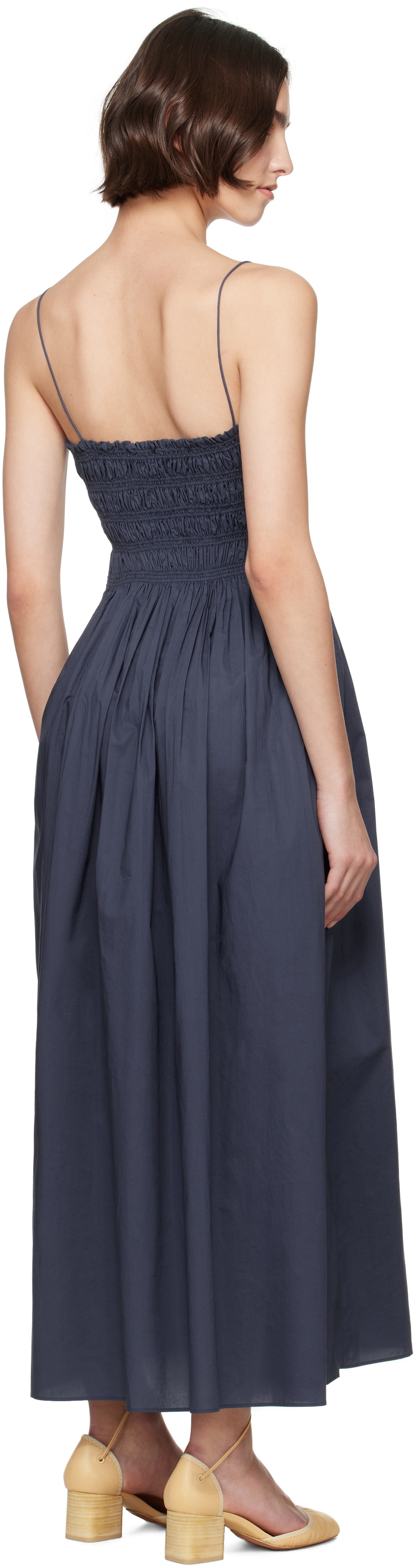 Matteau Navy Shirred Bodice Maxi Dress Matteau