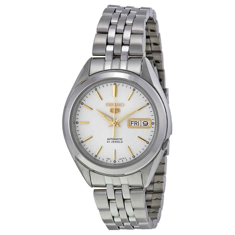 Seiko 5 Silver Dial Stainless Steel Mens Watch SNKL17 Seiko