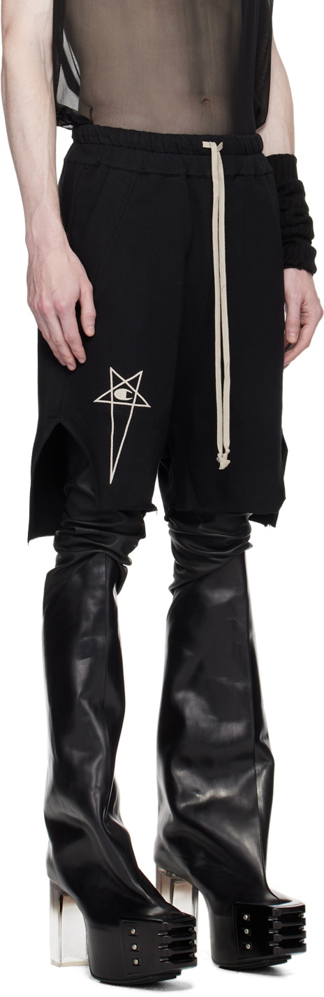 Rick Owens Black Champion Edition Beveled Pods Shorts Rick Owens