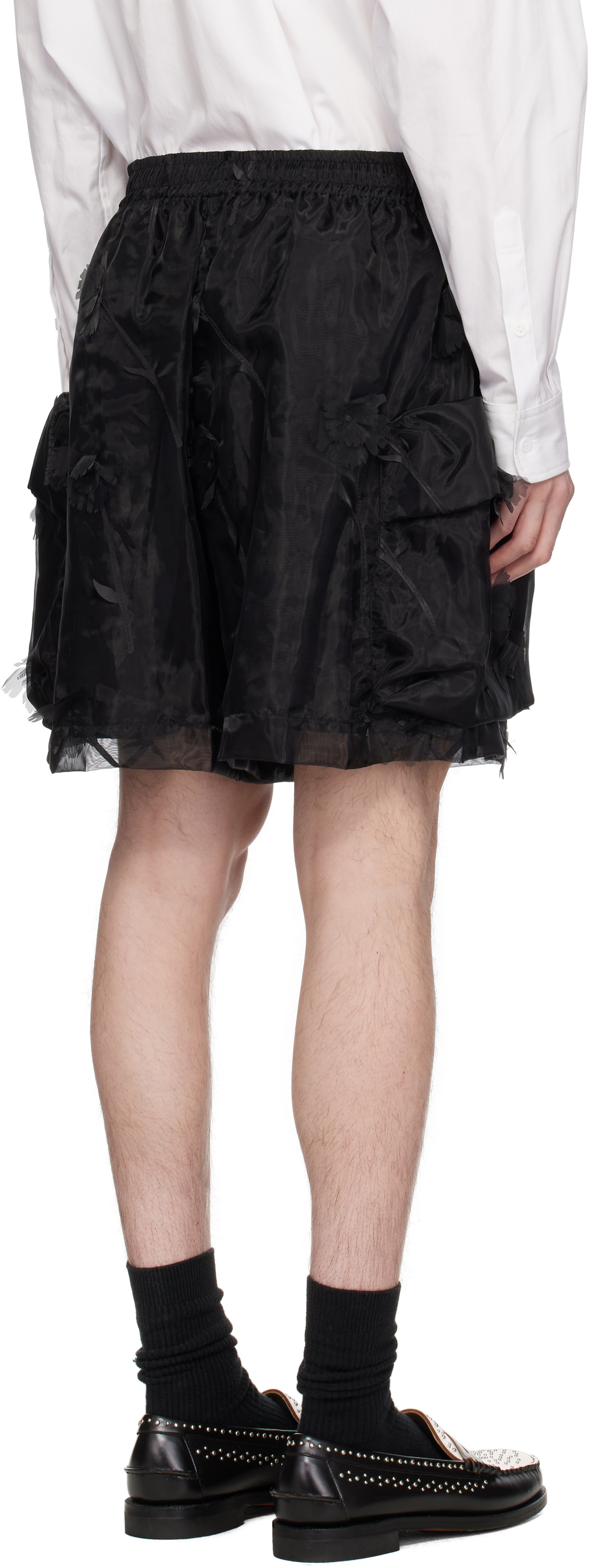 Simone Rocha Black Layered Flap Cargo Shorts Simone Rocha