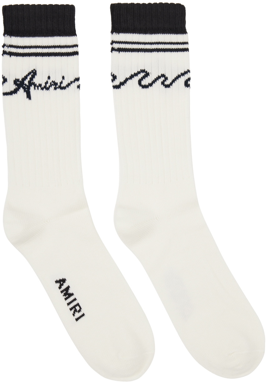 AMIRI White & Black 'Amiri' Wave Socks Amiri