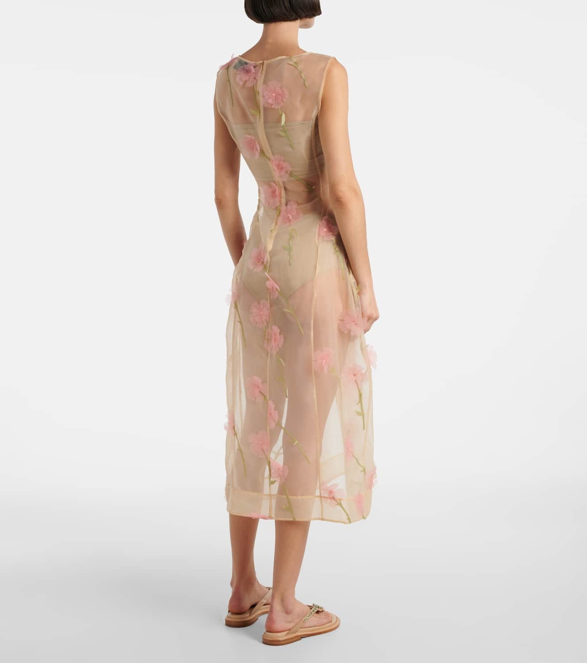 Simone Rocha Sculpted Carnation organza midi dress Simone Rocha