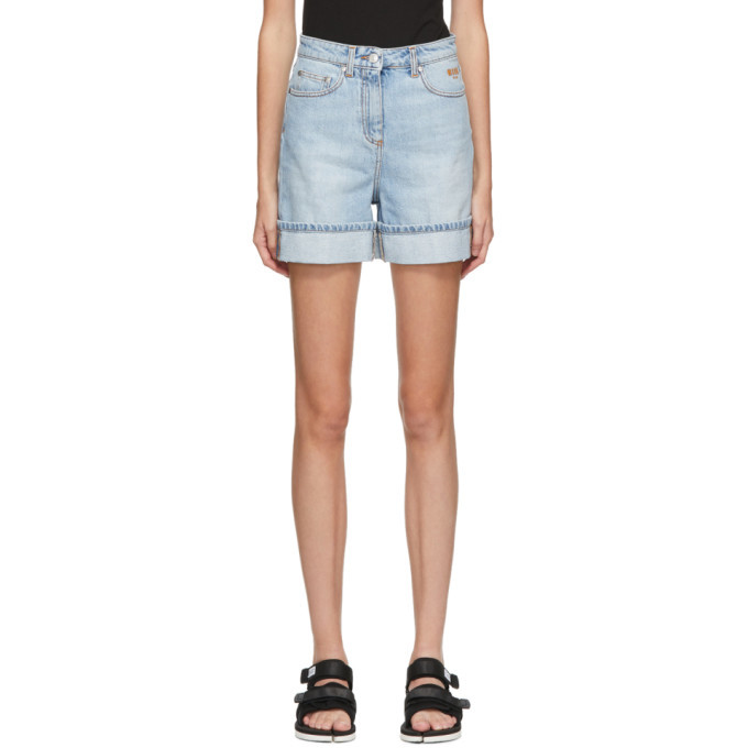MSGM Blue Denim Rolled Cuffs Shorts MSGM