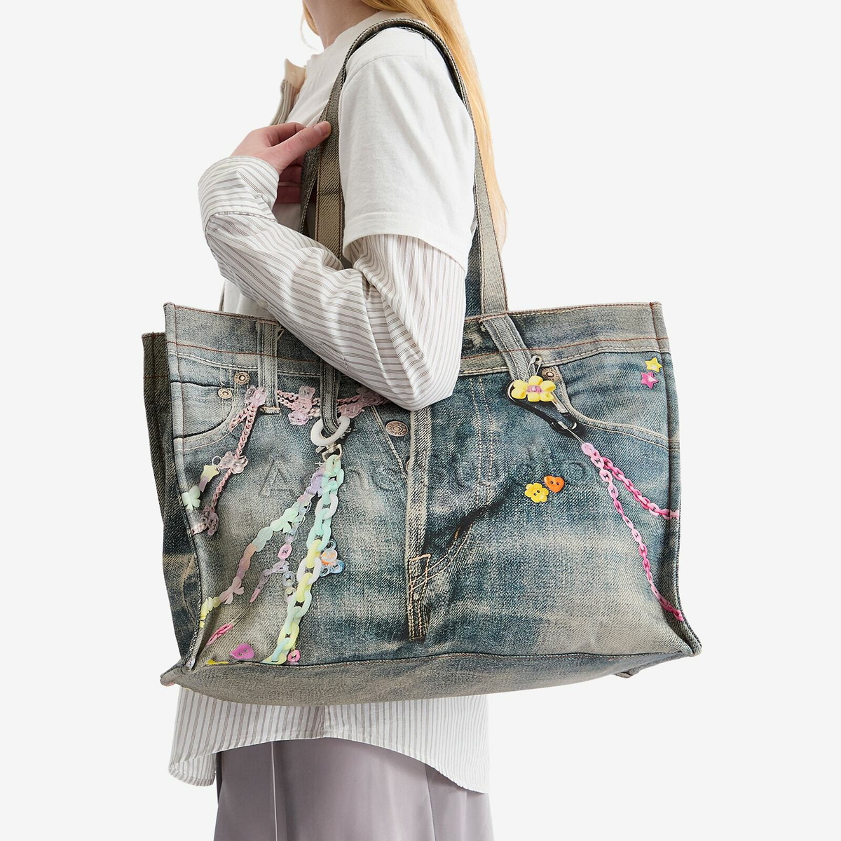 Acne Studios Women's Logo Shopper with Kawaii Chains in Mid Blue Acne ...