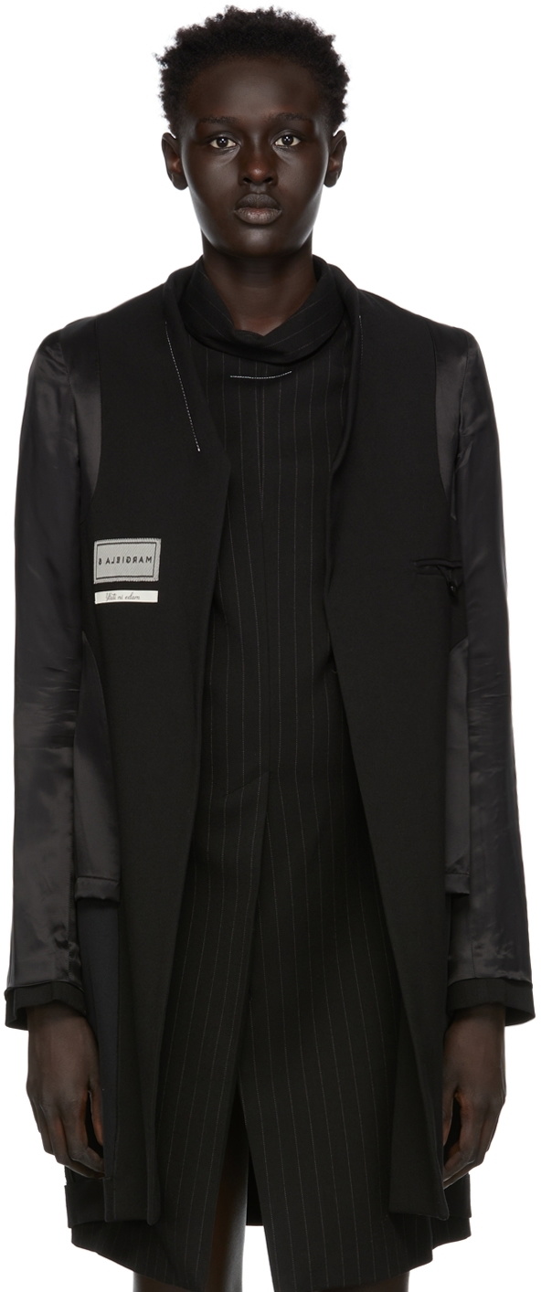 MM6 Maison Margiela Black Long Open Blazer MM6 Maison Margiela