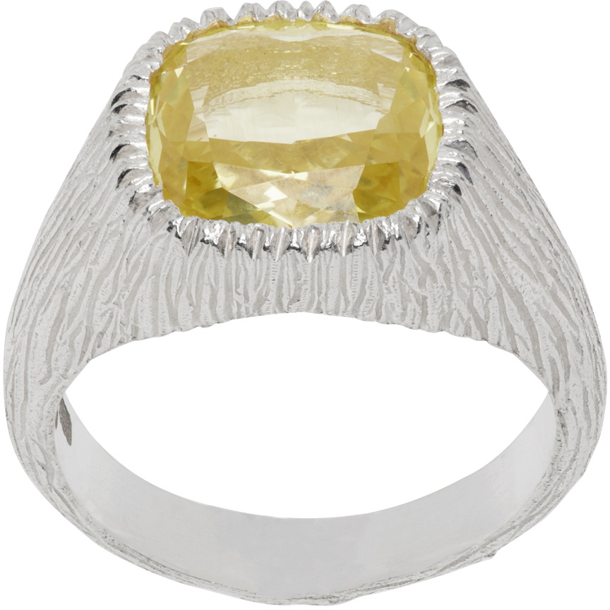 Bleue Burnham Silver & Yellow Natures Smile Signet Ring Bleue Burnham