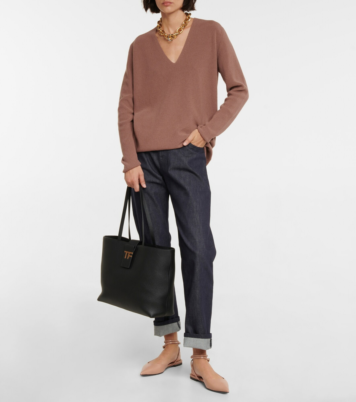 Tom Ford - Padlock leather slingback flats TOM FORD