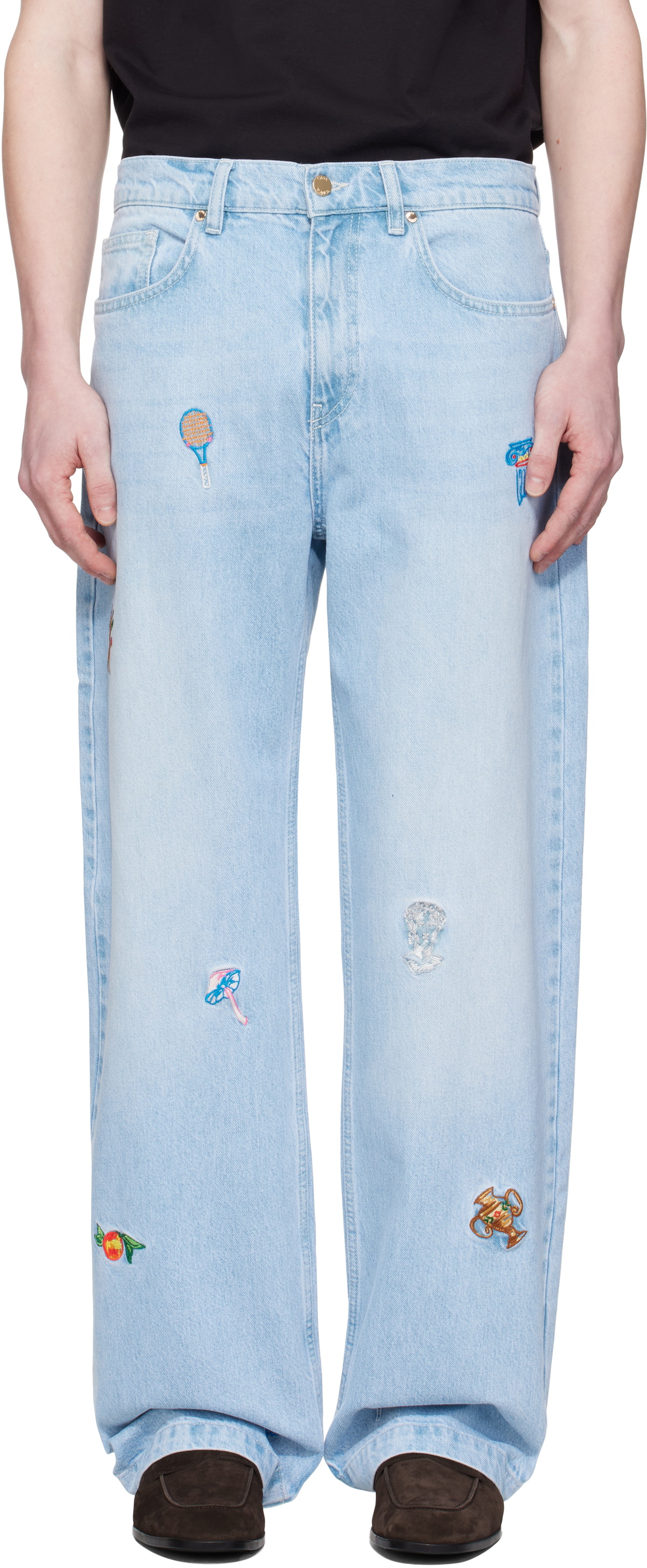 Casablanca Blue Embroidered Motif Jeans Casablanca