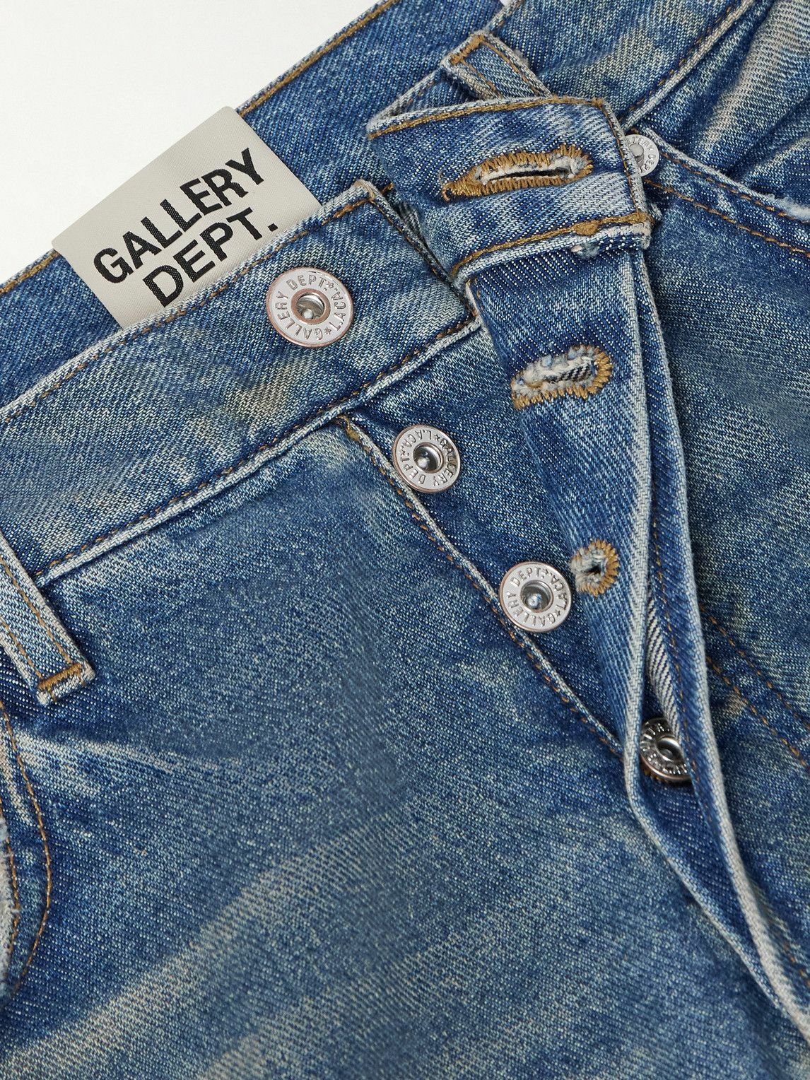 Gallery Dept. - Dagger Bootcut Distressed Patchwork Jeans - Blue ...