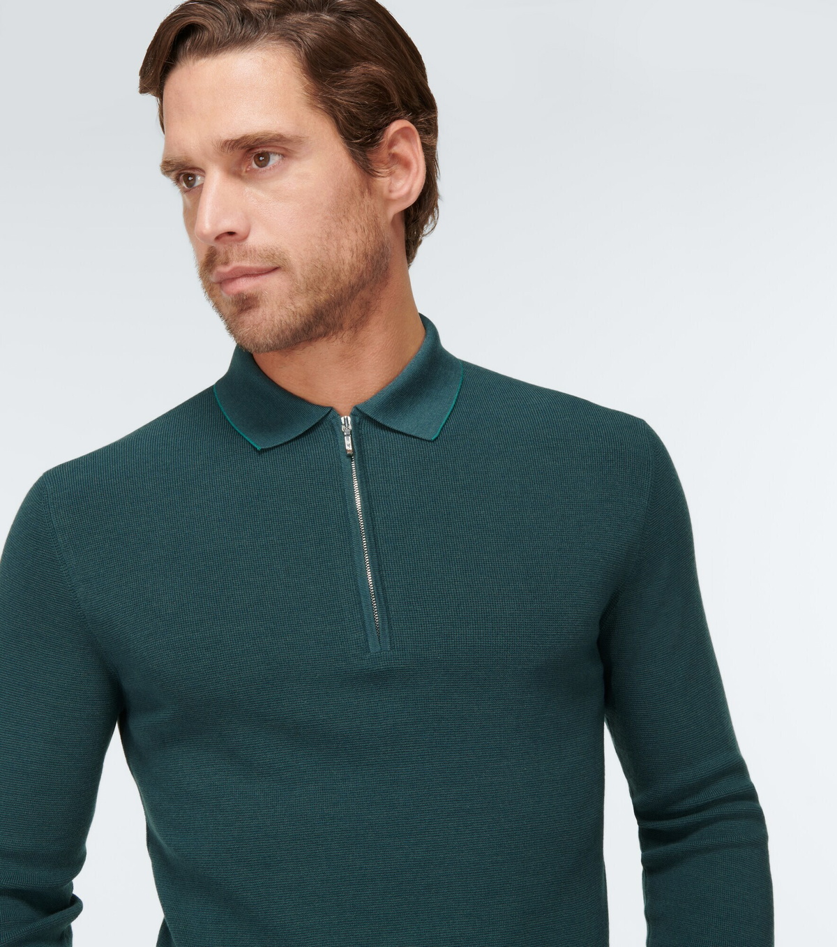 Loro Piana - Zip Ridge wool and silk polo sweater Loro Piana