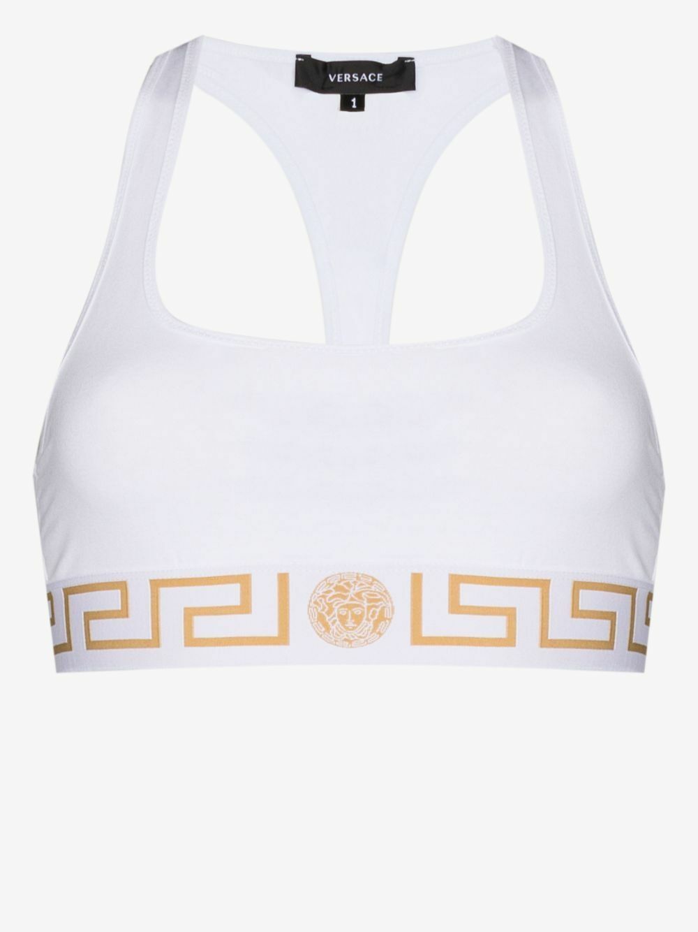 Versace White Greca Border Bralette Versace