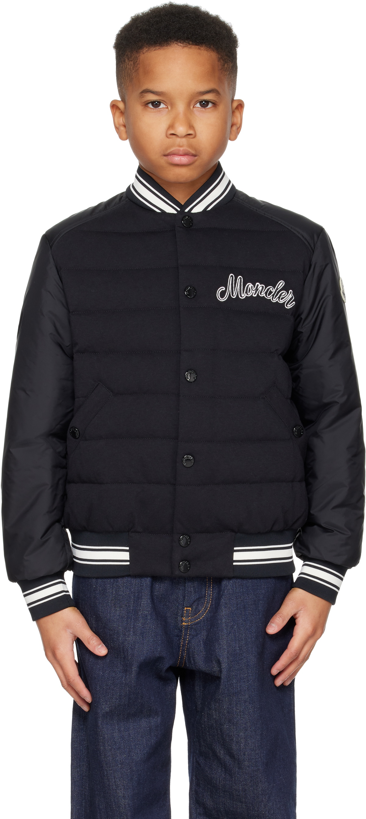 Moncler Enfant Big Kids Black Dieter Down Bomber Jacket Moncler Enfant
