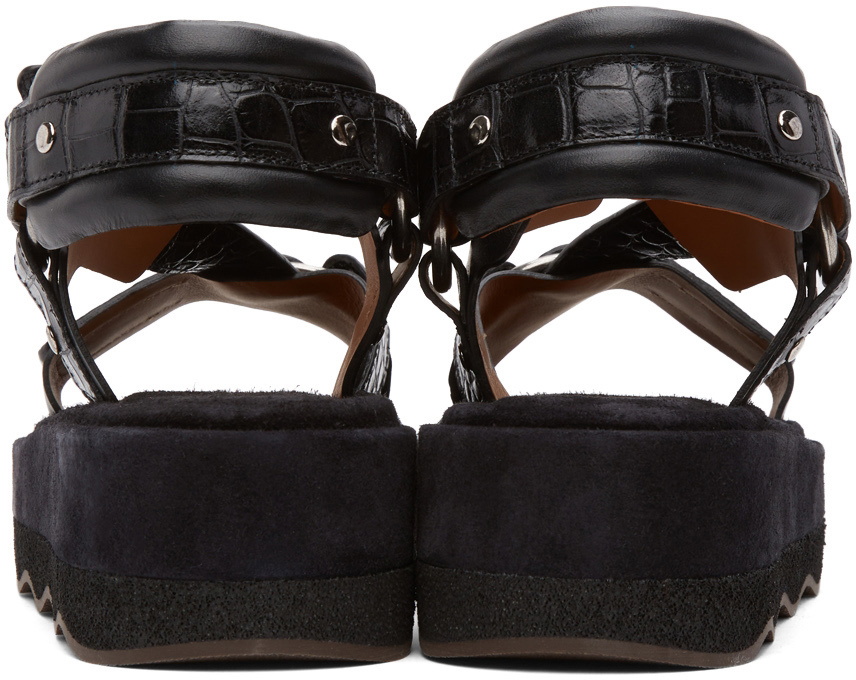 Chloé Black Croc Wavy Sandals Chloe