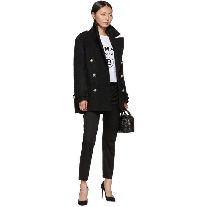 Balmain Black Wool Short 6-Button Coat Balmain