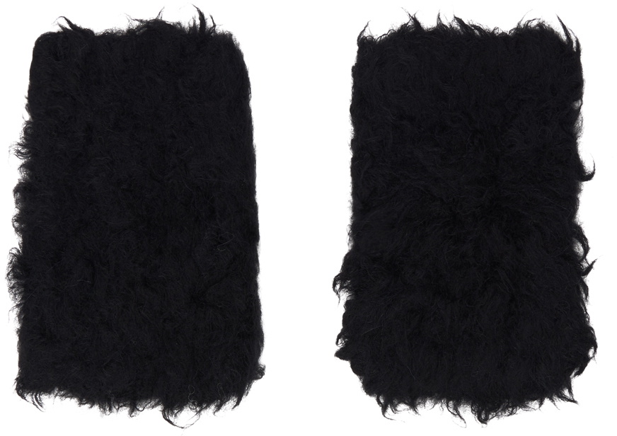Acne Studios Black Fluffy Mittens Acne Studios
