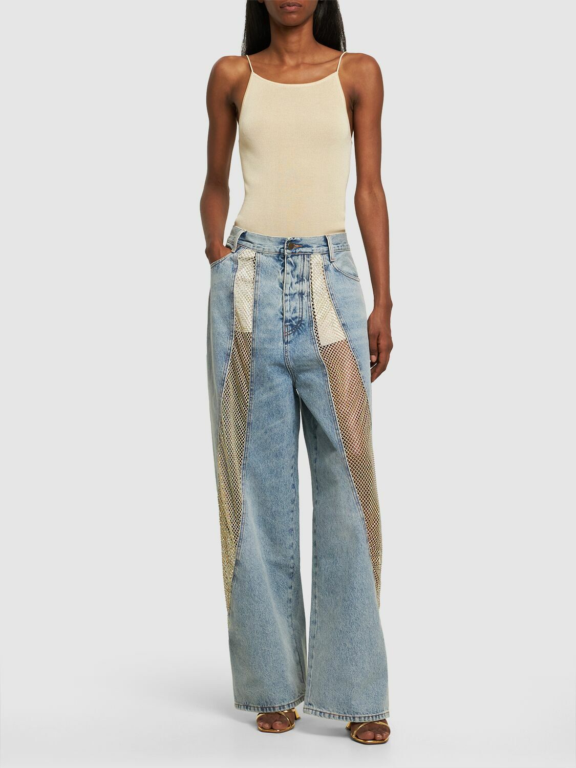 DARKPARK Lady Ray Embellished Wide Denim Jeans DARKPARK