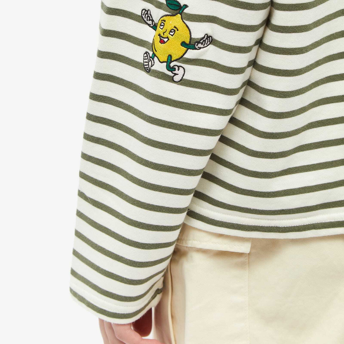 Bram's Fruit Men's Long Sleeve Striped T-Shirt in White/Green Bram's Fruit