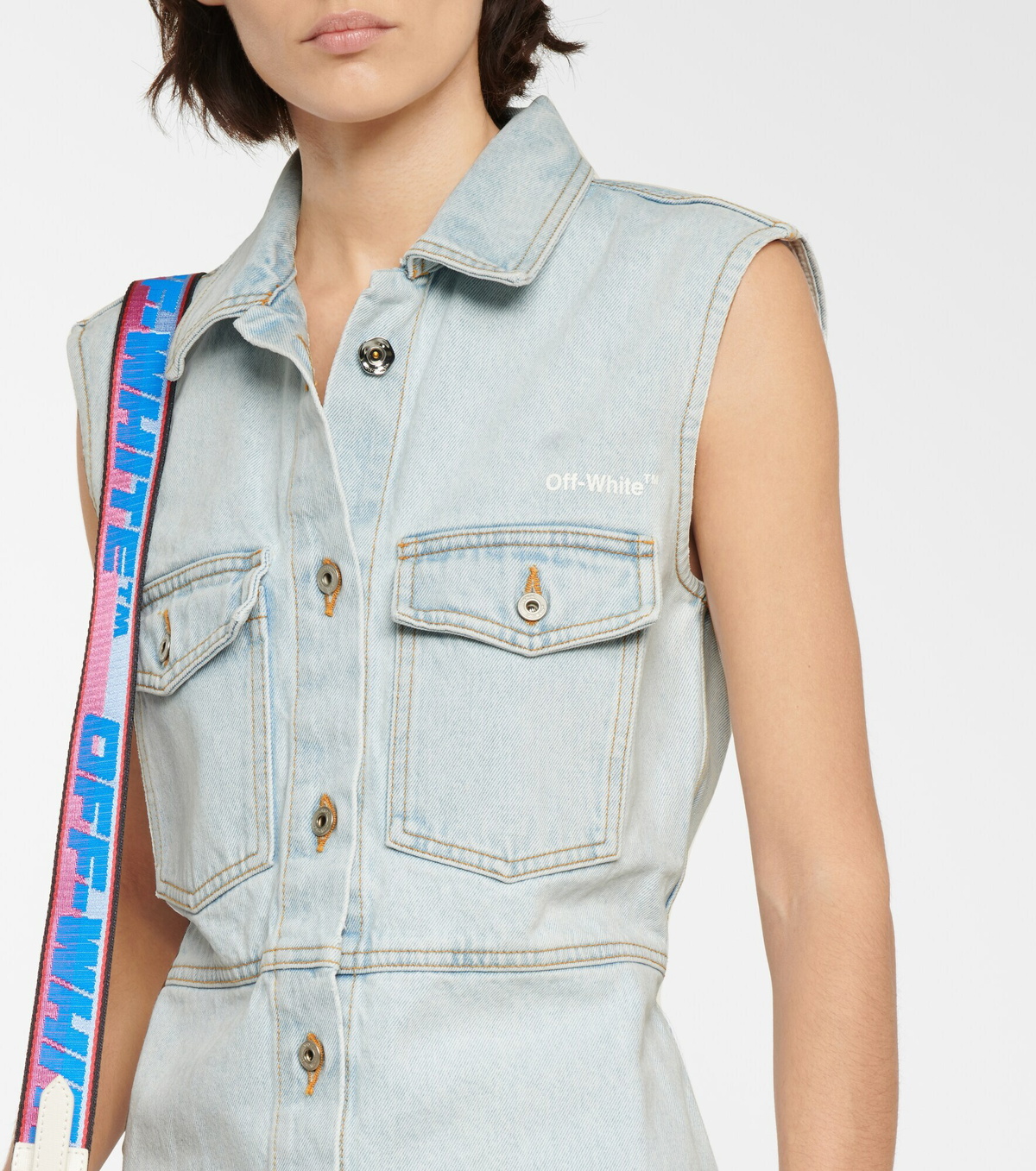 Off-White - Diag cotton denim minidress Off-White