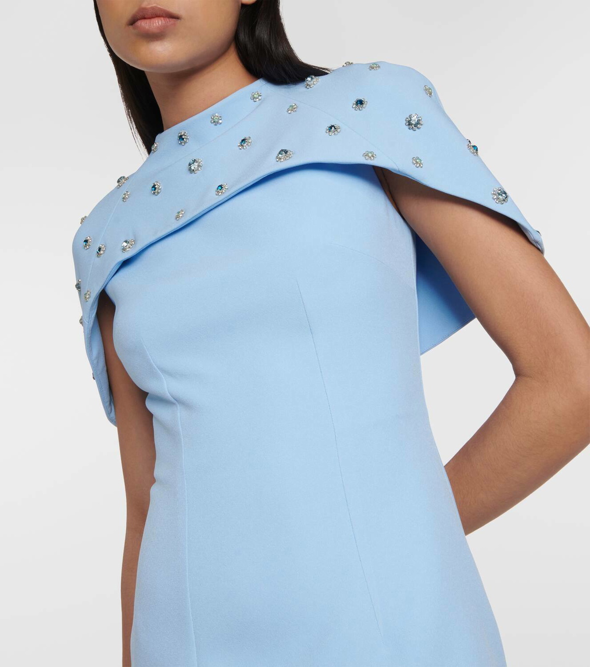 Safiyaa Crystal-embellished caped gown Safiyaa