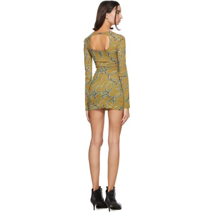 Charlotte Knowles SSENSE Exclusive Tan and Green Scant Dress Charlotte ...