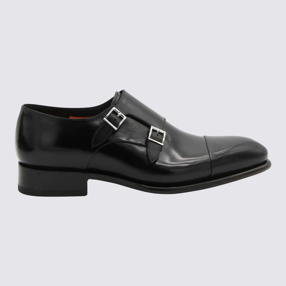 Santoni Black Leather Formal Shoes Santoni