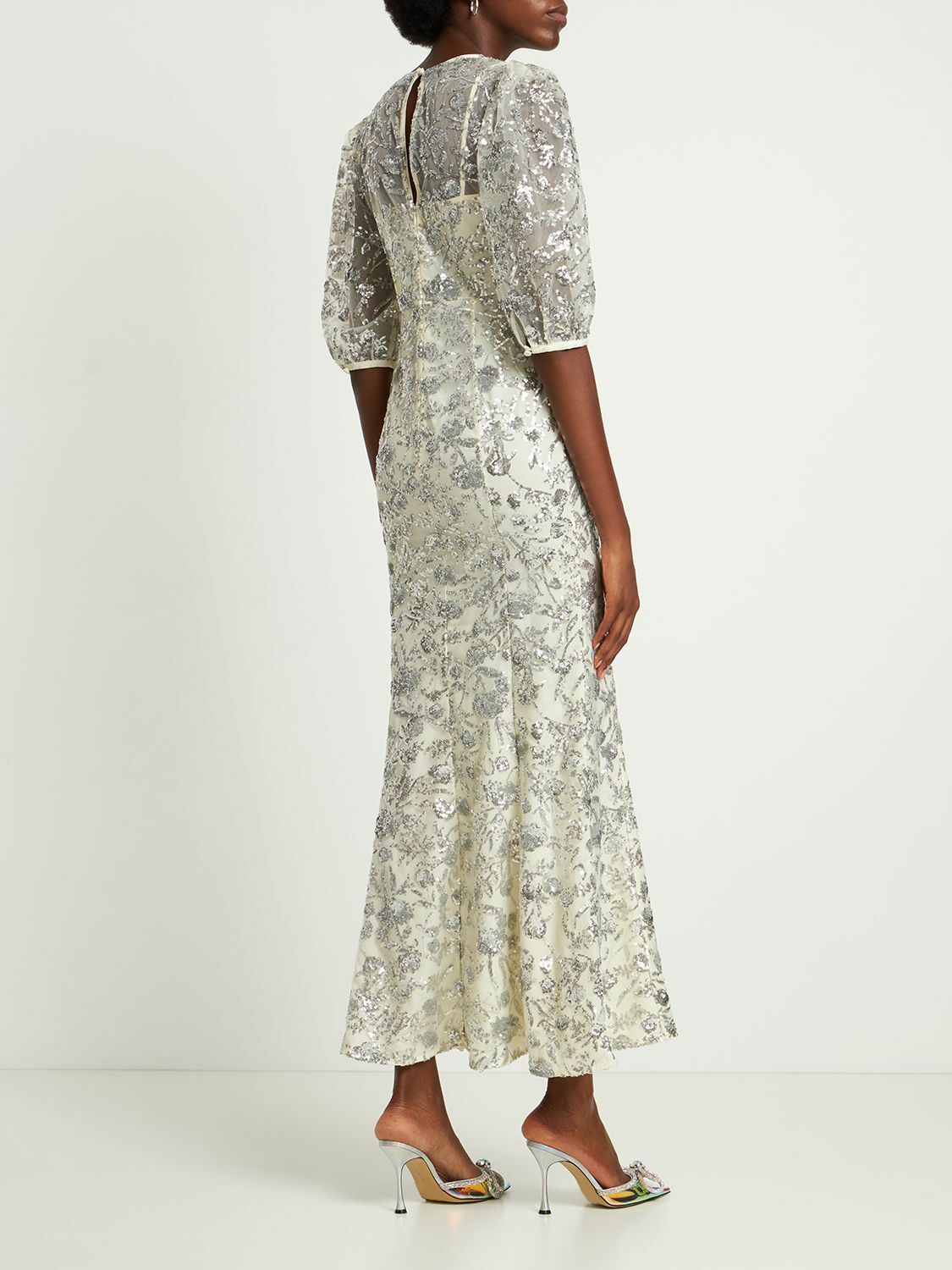 SELF-PORTRAIT - Sequined Embellished Midi Dress Self-Portrait