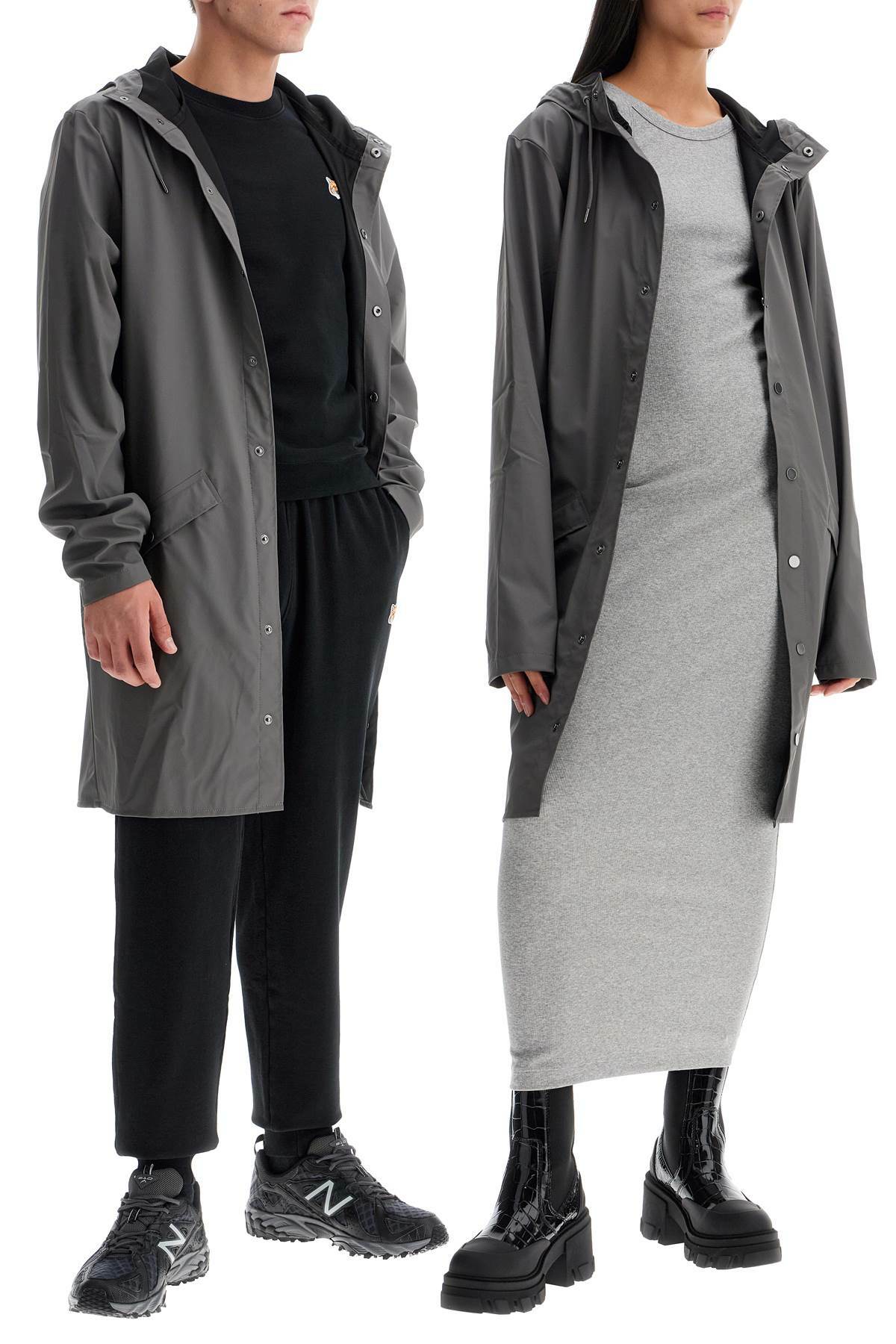 RAINS unisex long rain jacket Grey Rains