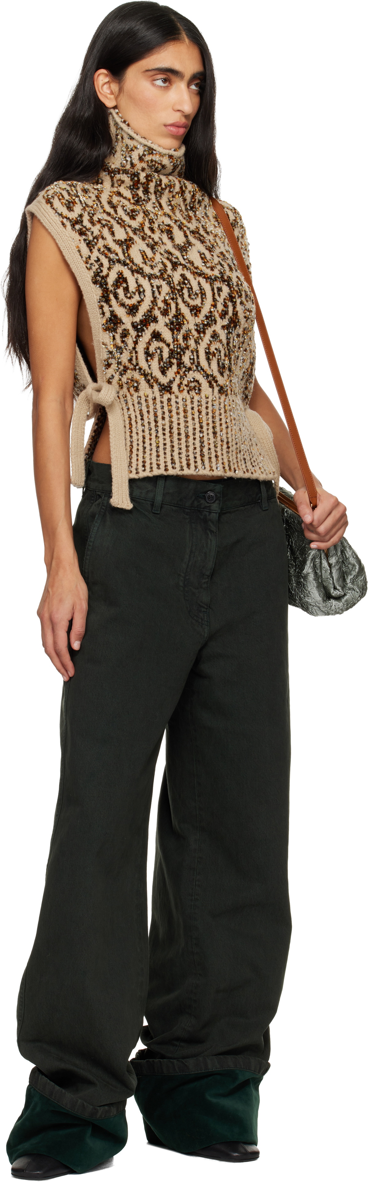 Dries Van Noten Beige Jacquard Dickey Dries Van Noten