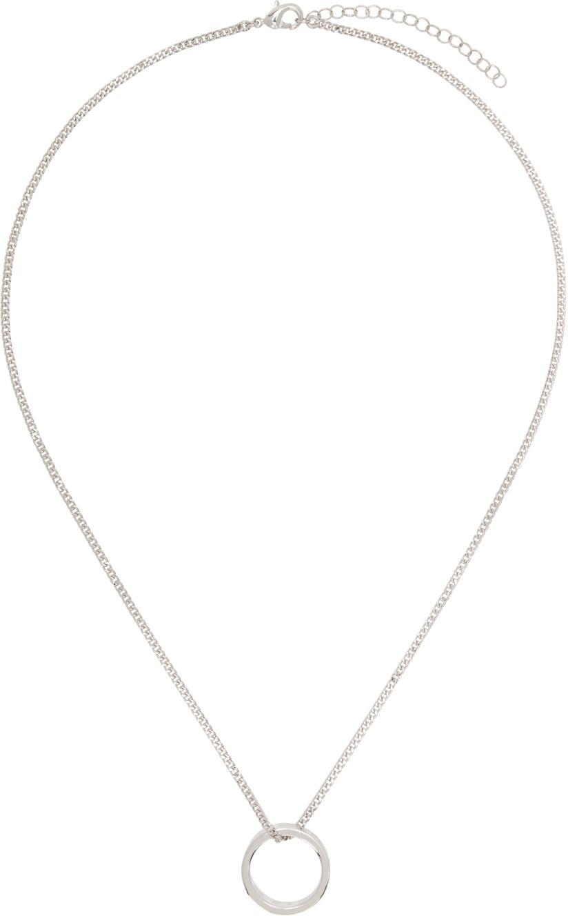 MM6 Maison Margiela: Silver Brass Minimal Logo Necklace | SSENSE MM6 Maison Margiela: Silver Brass Minimal Logo Necklace | SSENSE