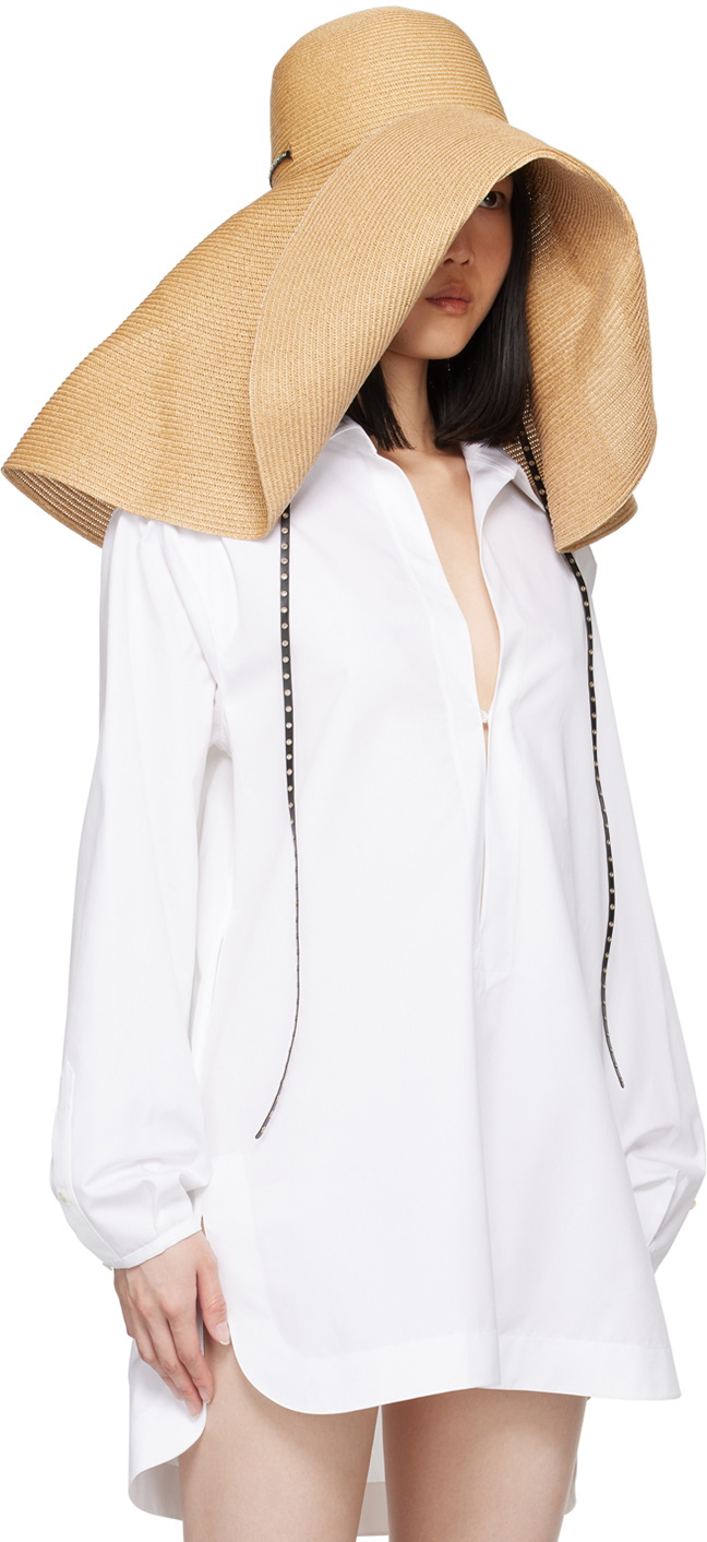 ALAÏA Tan Capeline Hat ALAÏA
