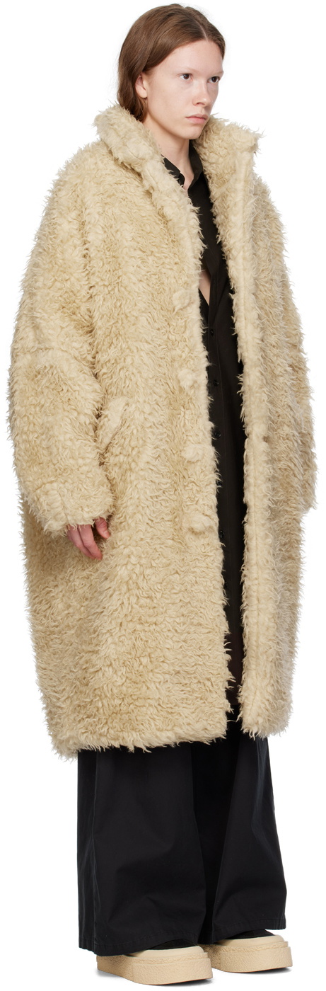 MM6 Maison Margiela Beige Faux-Fur Coat MM6 Maison Margiela