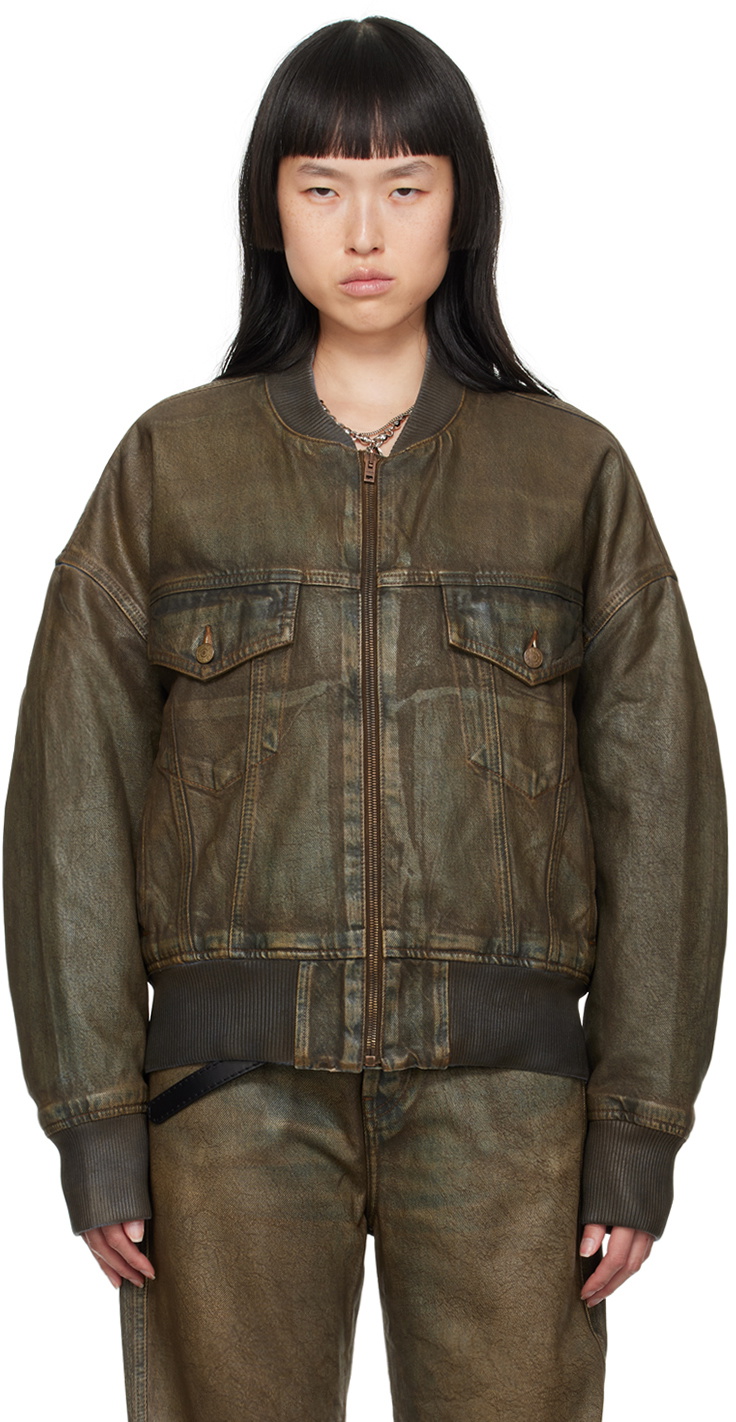 Acne Studios Brown Dyed Bomber Denim Bomber Jacket Acne Studios