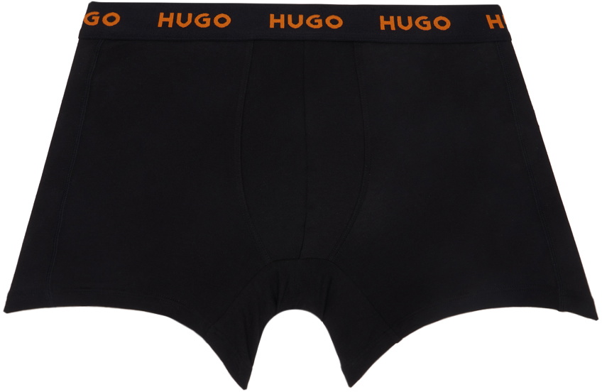 Hugo Three-Pack Black Jacquard-Logo Boxers Hugo Boss